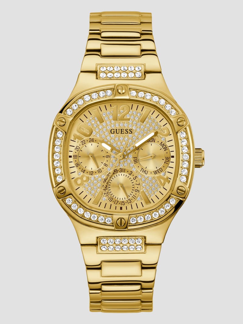Gold Tone And Crystal Multifunction Watch GUESS