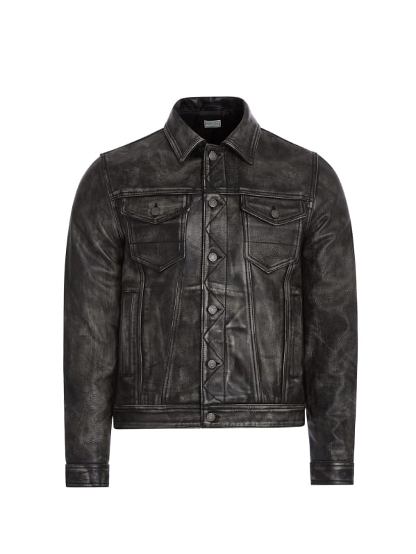 distressed leather trucker | GUESS distressed leather trucker | GUESS