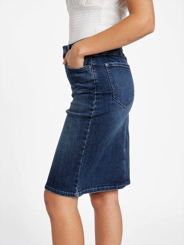 Eco Tea Midi Denim Skirt | GUESS Factory Eco Tea Midi Denim Skirt | GUESS Factory