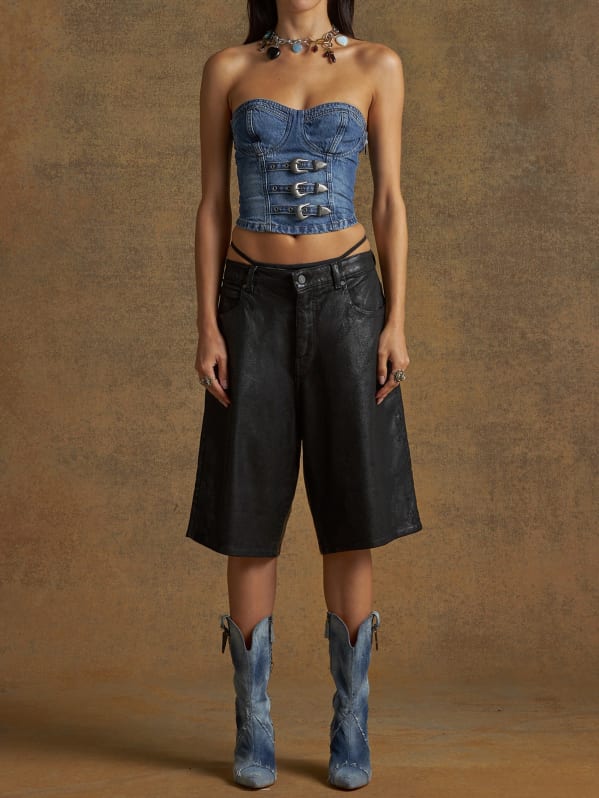 denim buckle bustier | GUESS denim buckle bustier | GUESS
