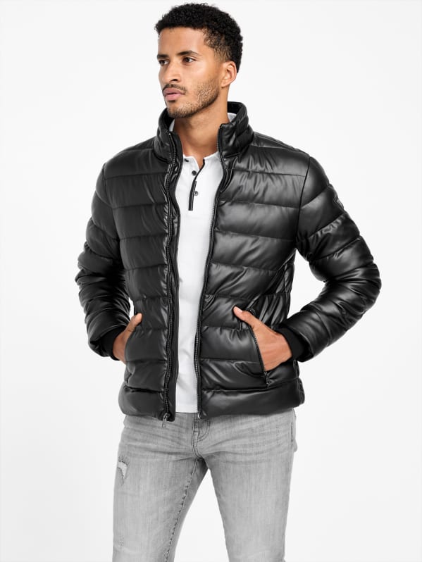 Ben Padded Faux-Leather Jacket | GUESS Factory Ben Padded Faux-Leather Jacket | GUESS Factory