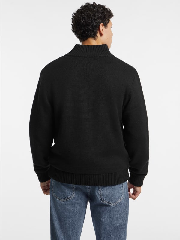 Wool-Blend Logo Zip-Up Sweater | GUESS Wool-Blend Logo Zip-Up Sweater | GUESS