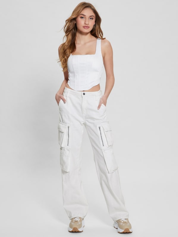 White cargo pants women's store