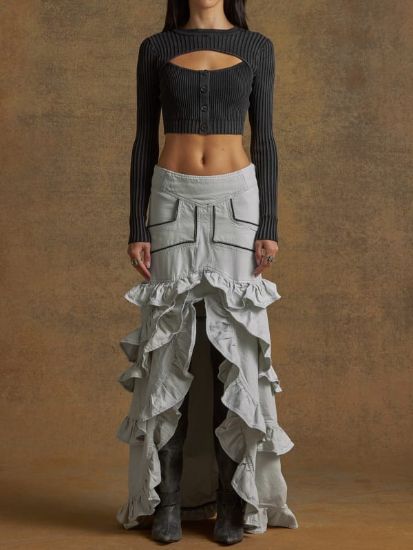 denim ruffle skirt | GUESS