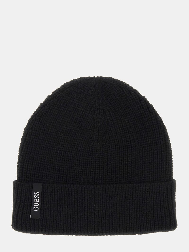 Gorro de malha com inscrição de logo Homem | GUESS® Coleções Anteriores