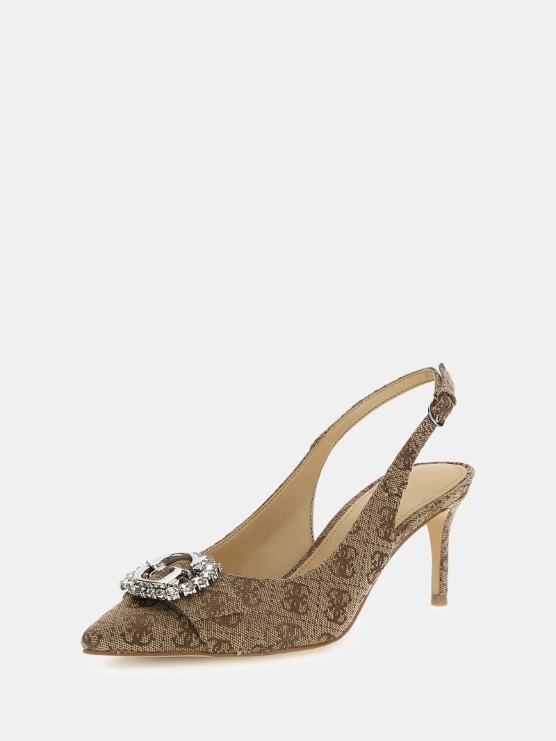 GUESS® Escarpin slingback Branca logo 4G