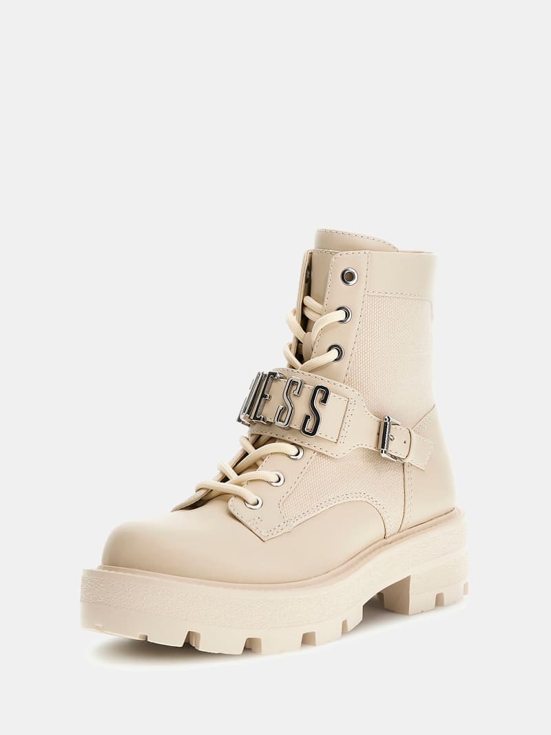 GUESS® Yanzy Logo-Script Combat Boot Women
