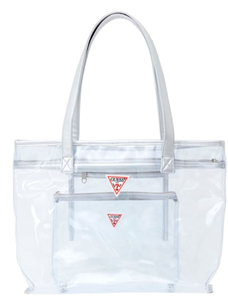 GUESS® White & silver pvc tote
