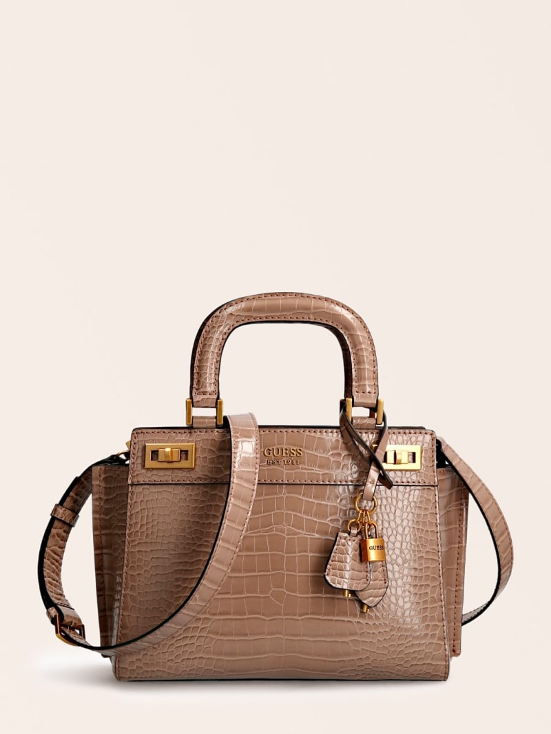 GUESS® KATEY CROC PRINT HANDBAG