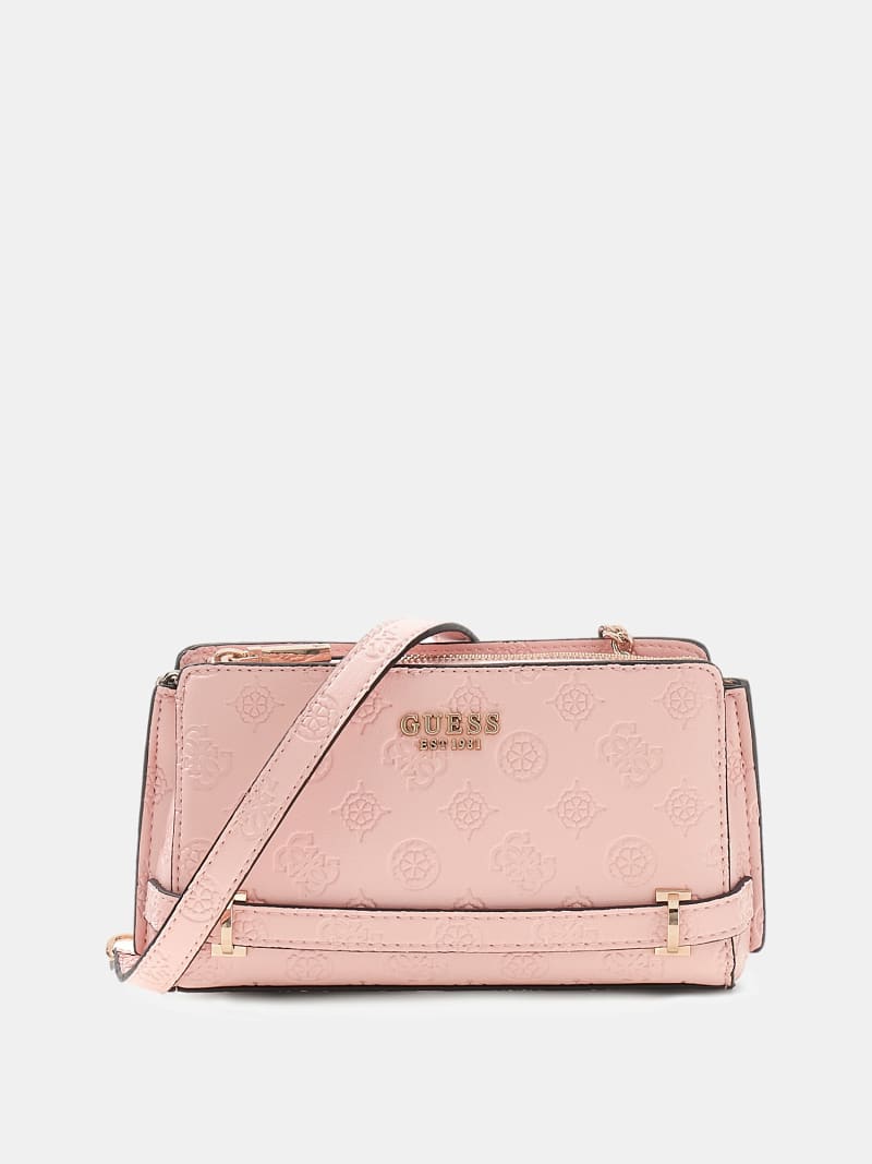 GUESS® Mini bandolera Zarela con logotipo 4G Peony Mujer