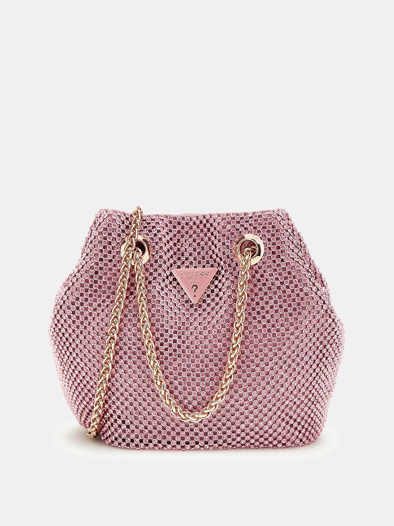 GUESS® Zalina rhinestone mini bucket bag Women
