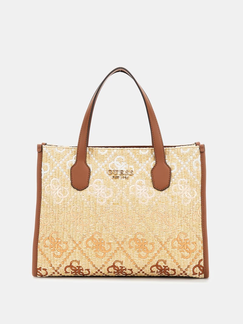 GUESS® Handtas Silvana met 4G-logo van rafia Dames