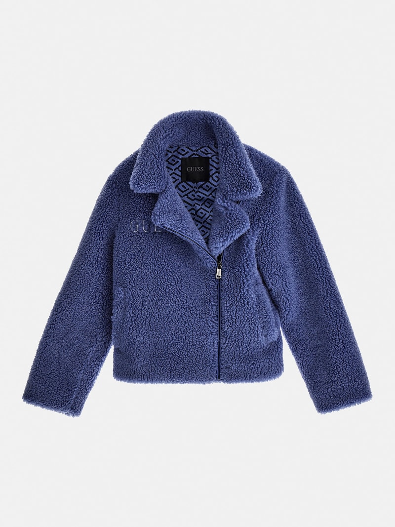 Graffiti print faux fur jacket | GUESS® Official Website