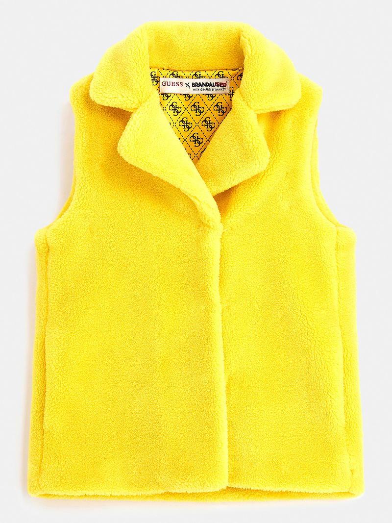 Graffiti print faux fur vest | GUESS® Official Website