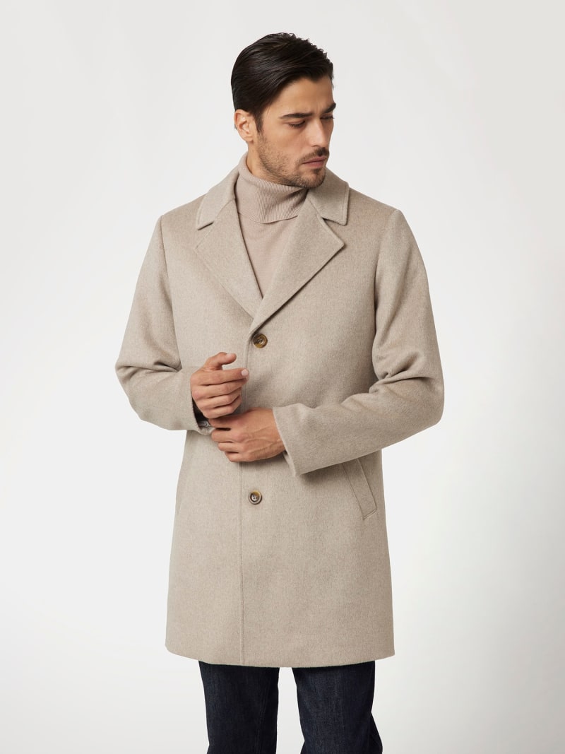 GUESS Melton wool blend fitted coat Men