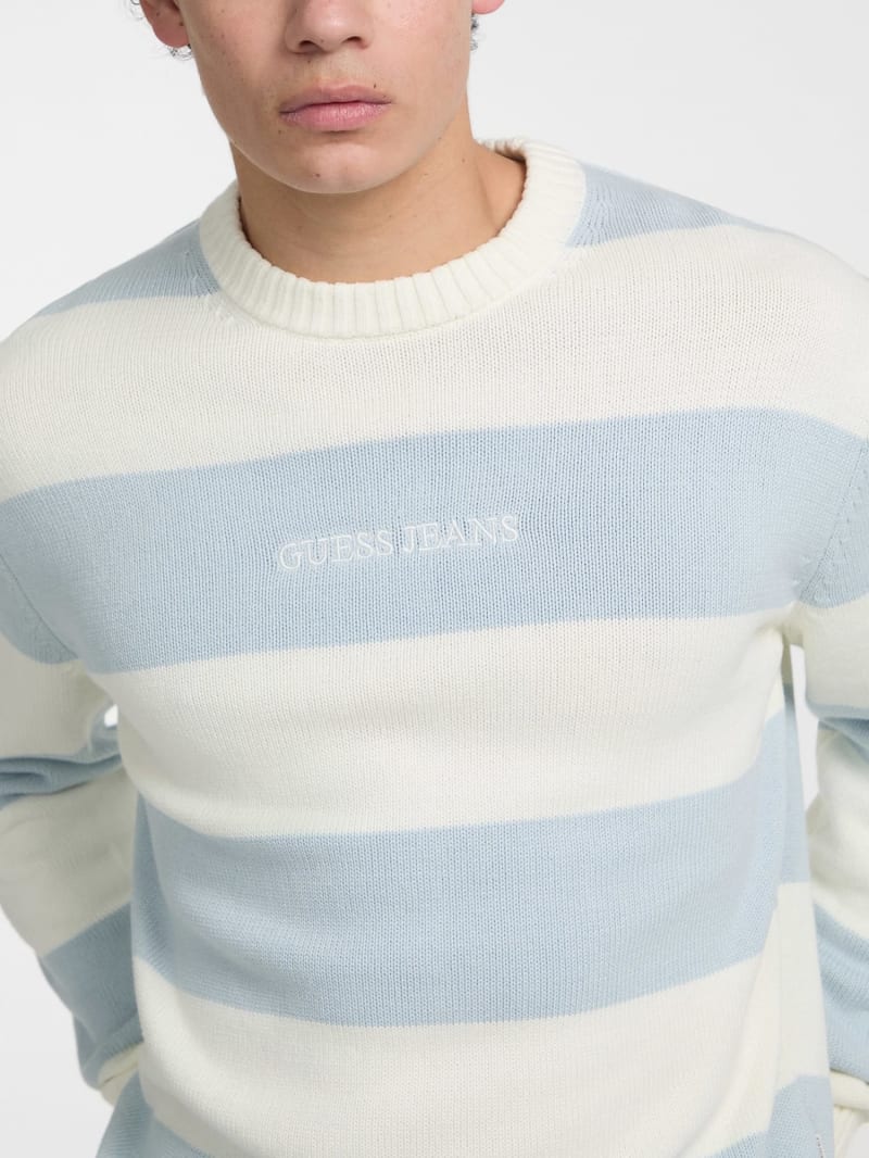 GUESS® Striped Embroidered Logo Sweater Men