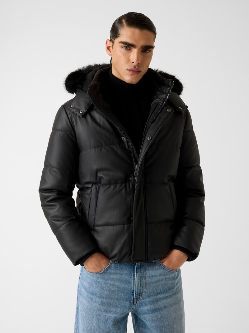 GUESS® Faux-leather puffer jacket Men
