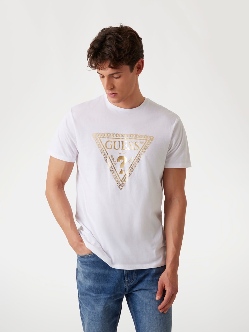 GUESS® Chain triangle logo t-shirt Men