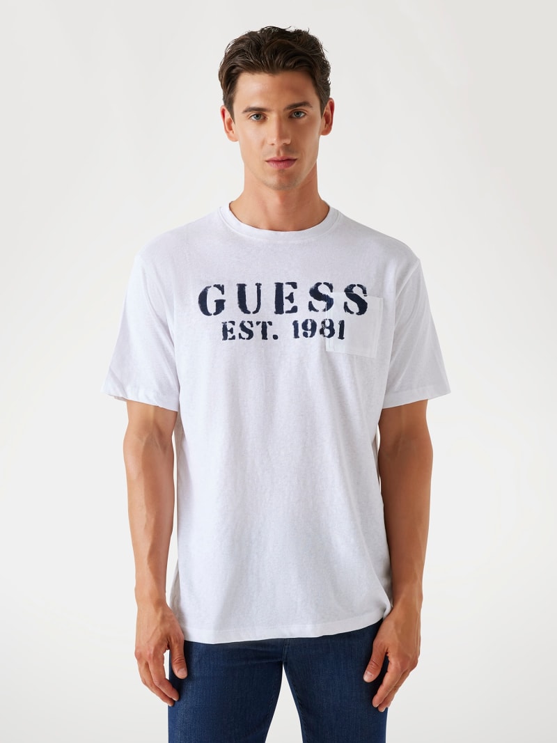 GUESS® Linen-blend logo T-shirt Men