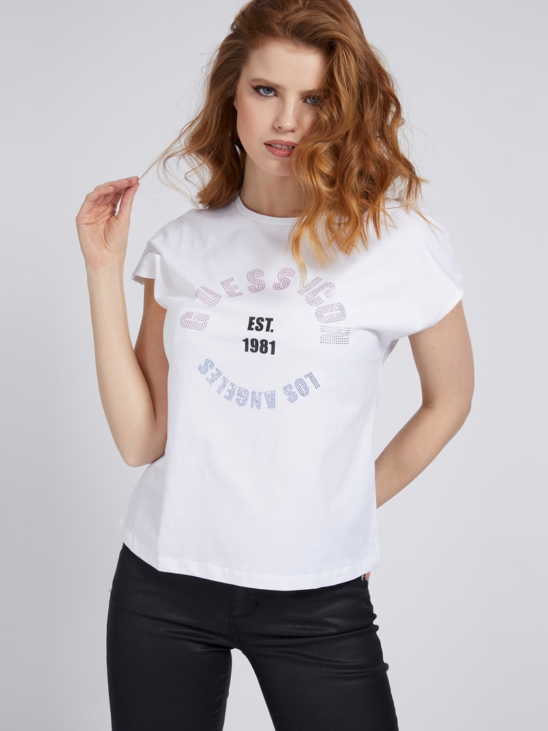 T-SHIRT LOGO FRONTAL STRASS | Site officiel GUESS®