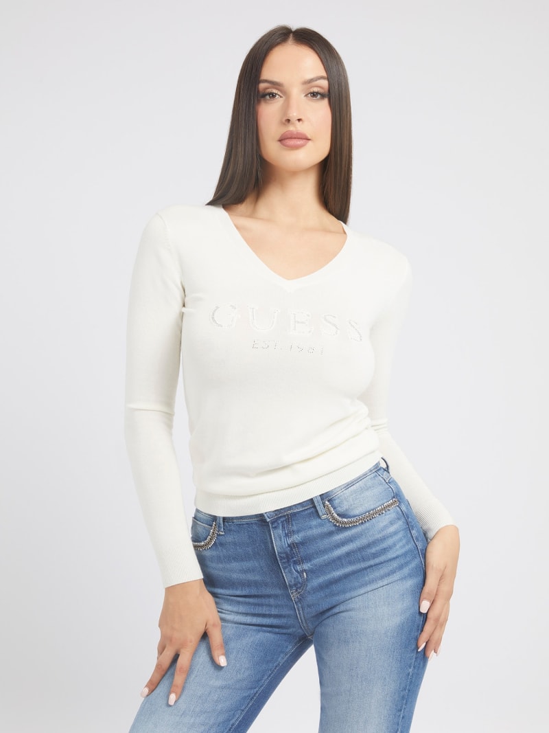GUESS® Camisola logo frontal com strass