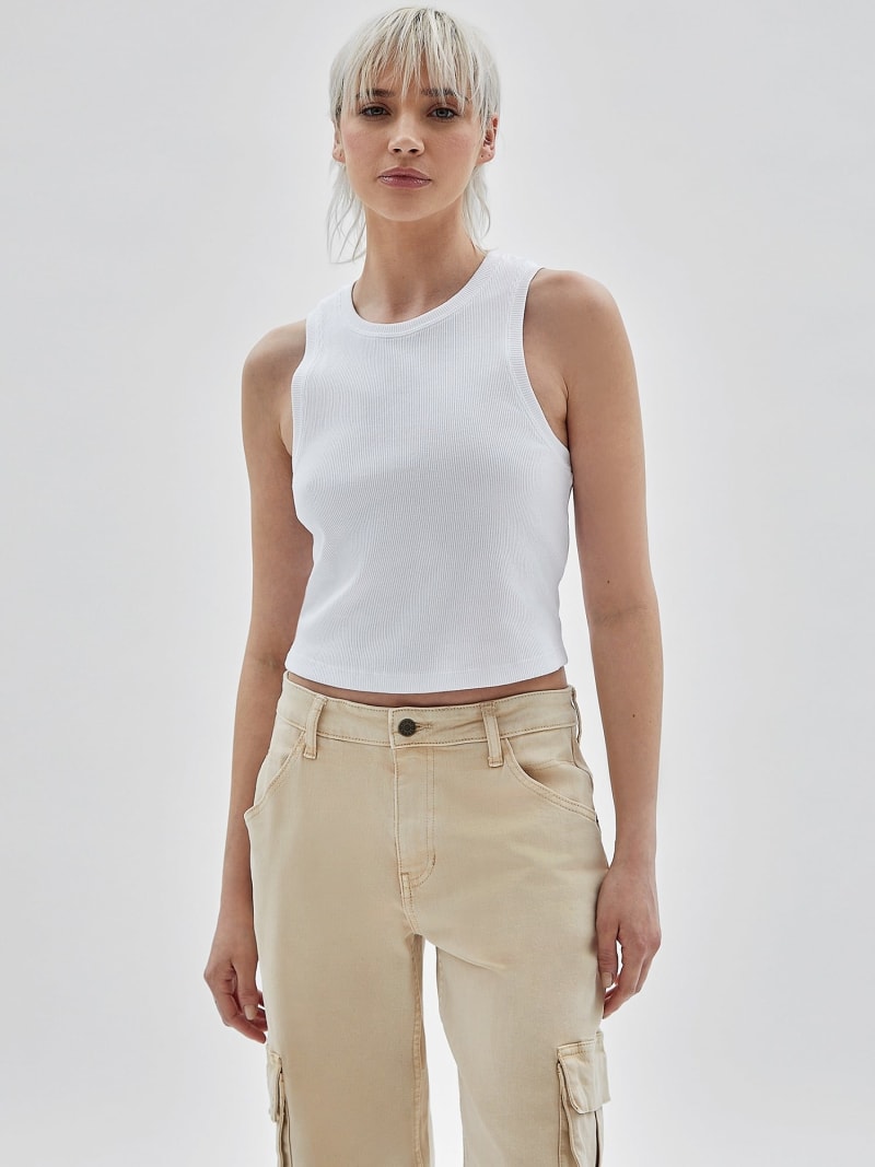 GUESS® Krótki prążkowany tank top
