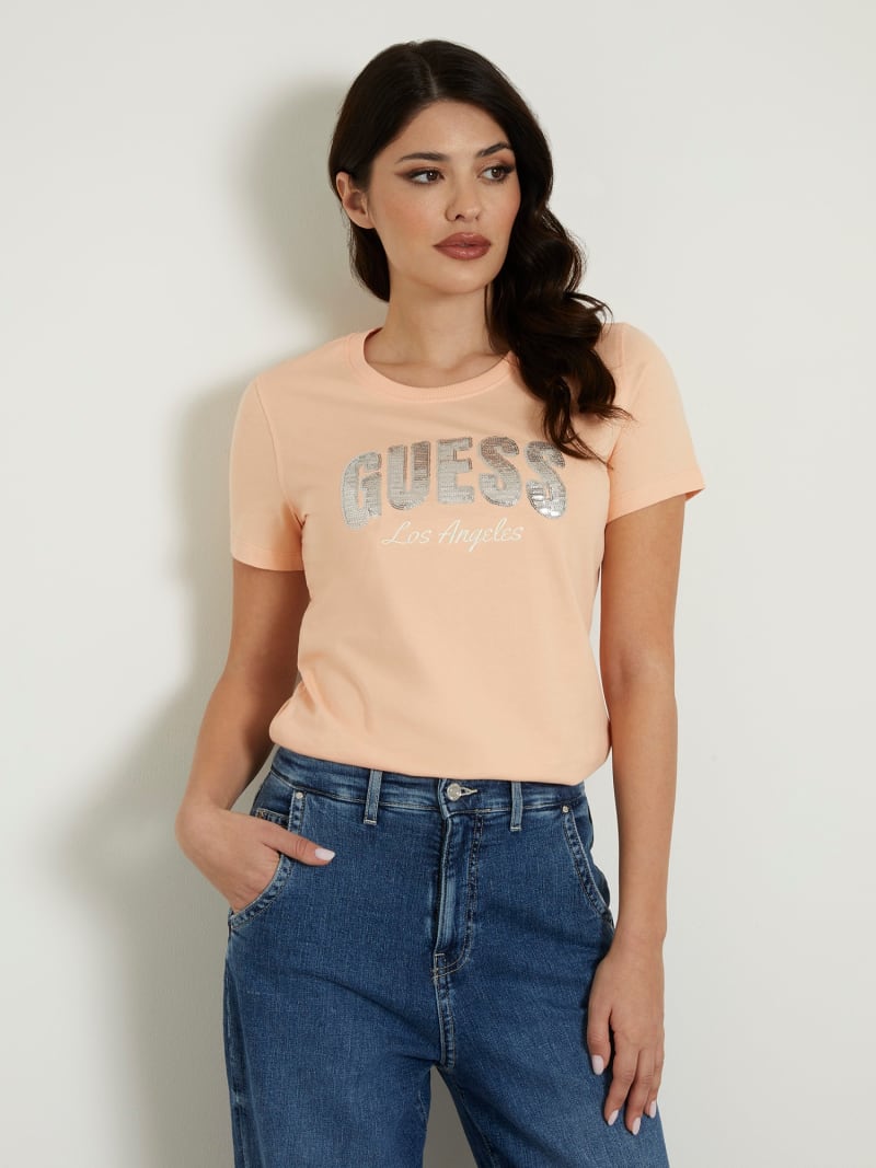 GUESS® T-shirt logo frontal strass Femme