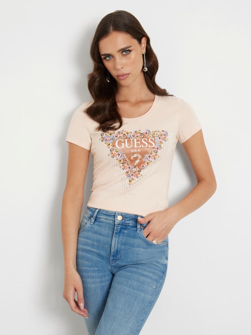 GUESS® Flower logo stretch t-shirt