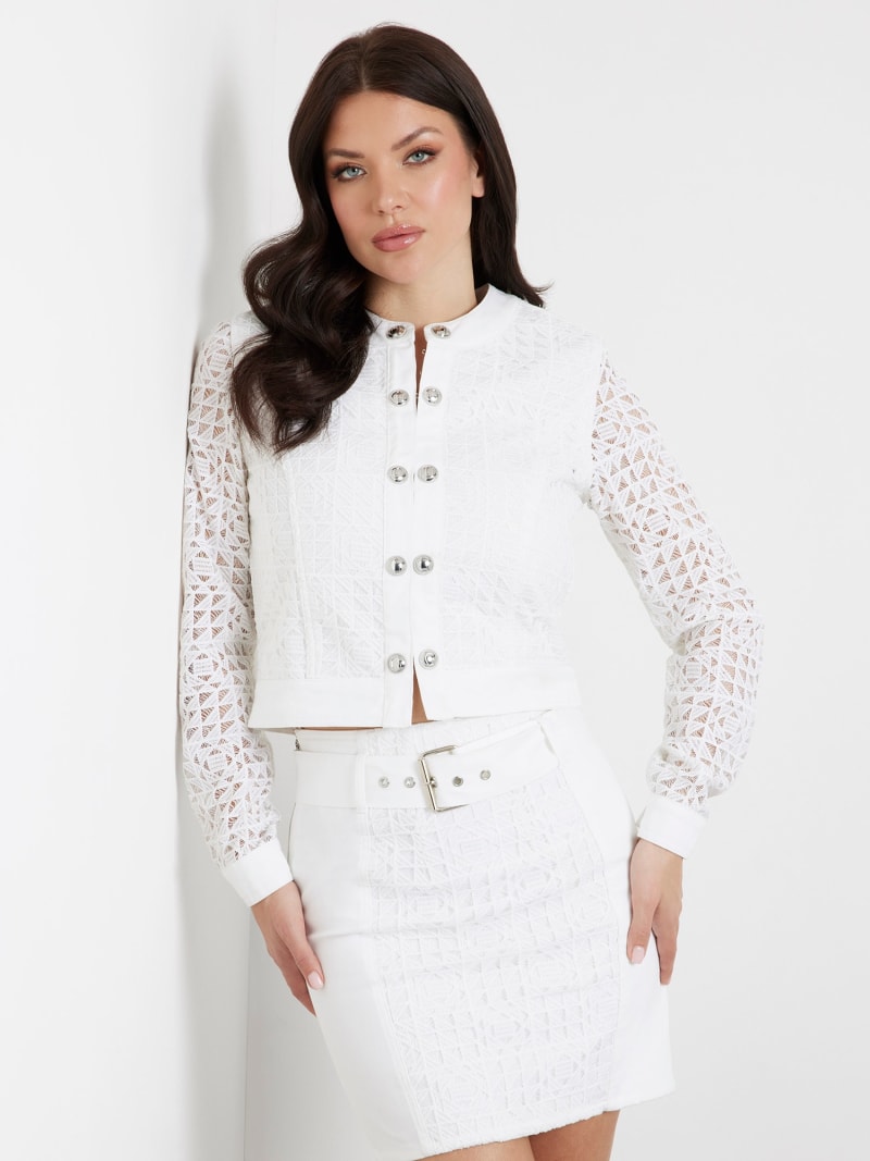 GUESS® Geometric embroidery denim jacket Women