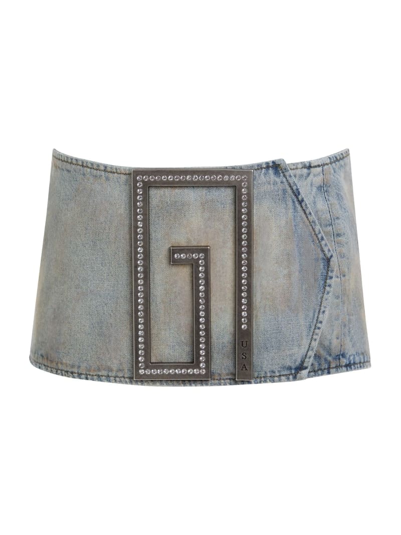 GUESS® Belted denim mini skirt Women