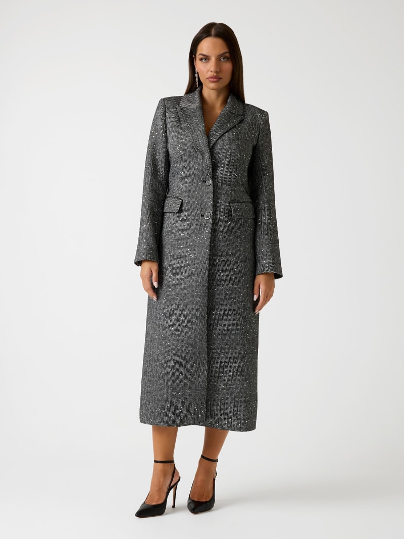 Lange jas met visgraat-patroon Dames | GUESS® Eerdere collecties