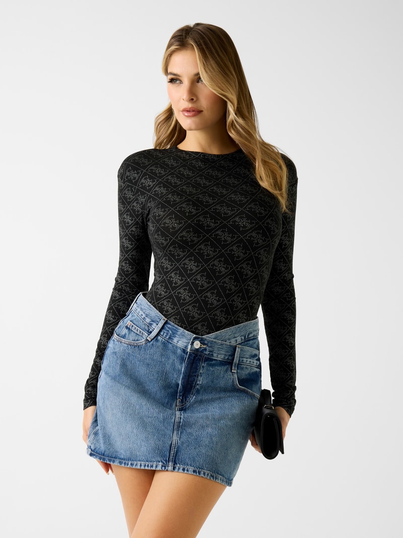 GUESS® Rhinestones 4G logo bodysuit Women