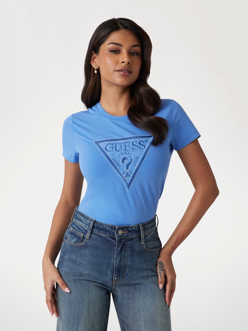 GUESS® T-shirt logo triangulaire strass Femme