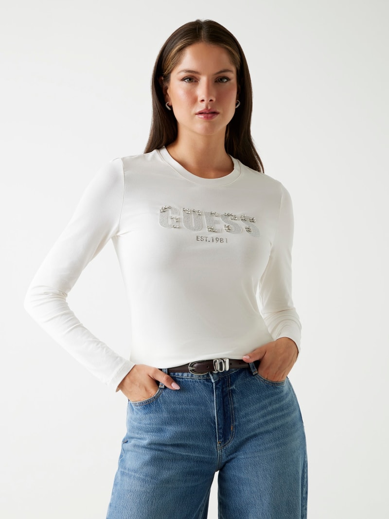 GUESS® Rhinestone front logo T-shirt Women