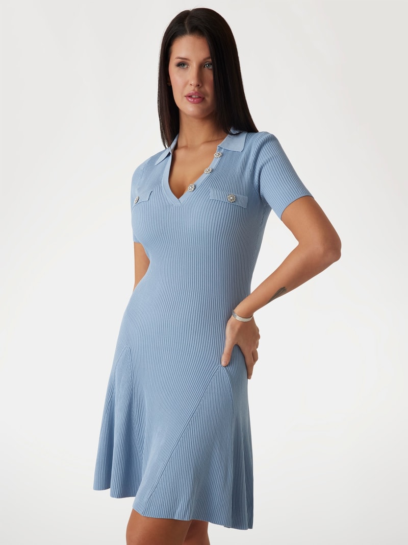 GUESS® Ribbed polo-neck sweater dress