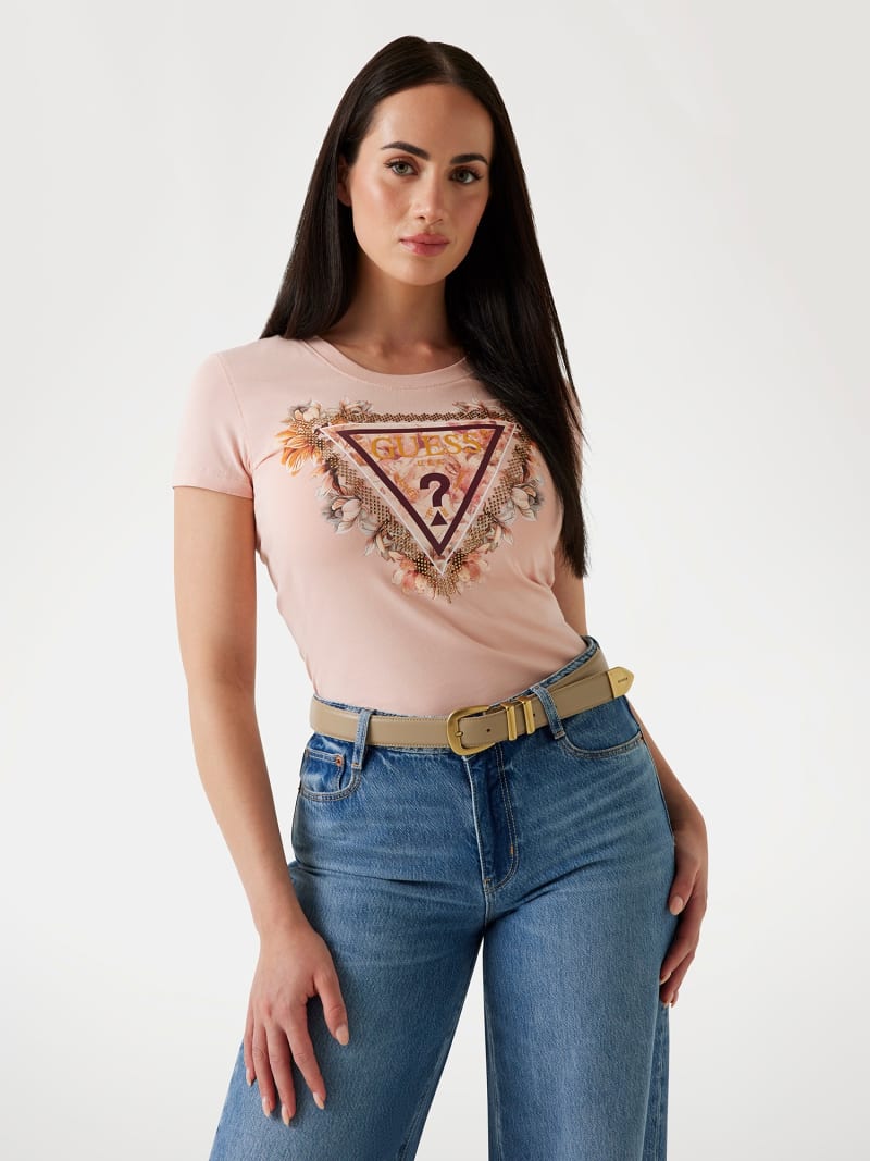 GUESS® Floral triangle logo T-shirt Women