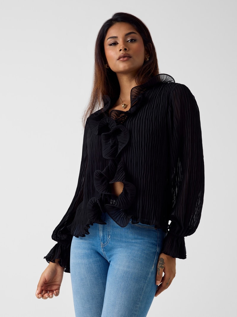 GUESS® Blusa de volantes de gasa Mujer