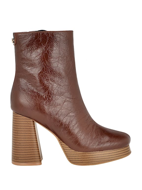 brown leather booties platform
