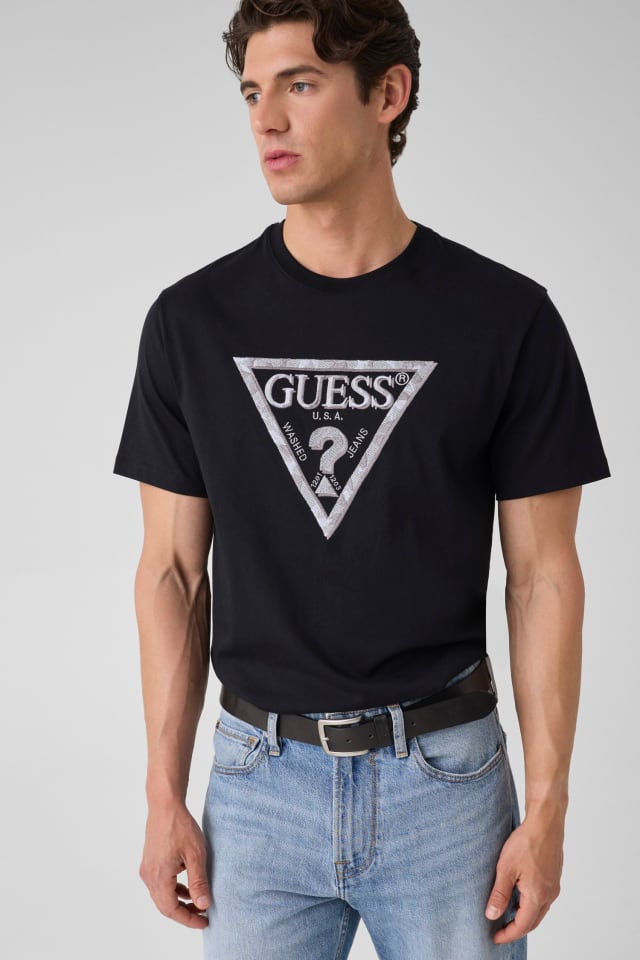 GUESS® T-shirt met driehoeklogo Heren