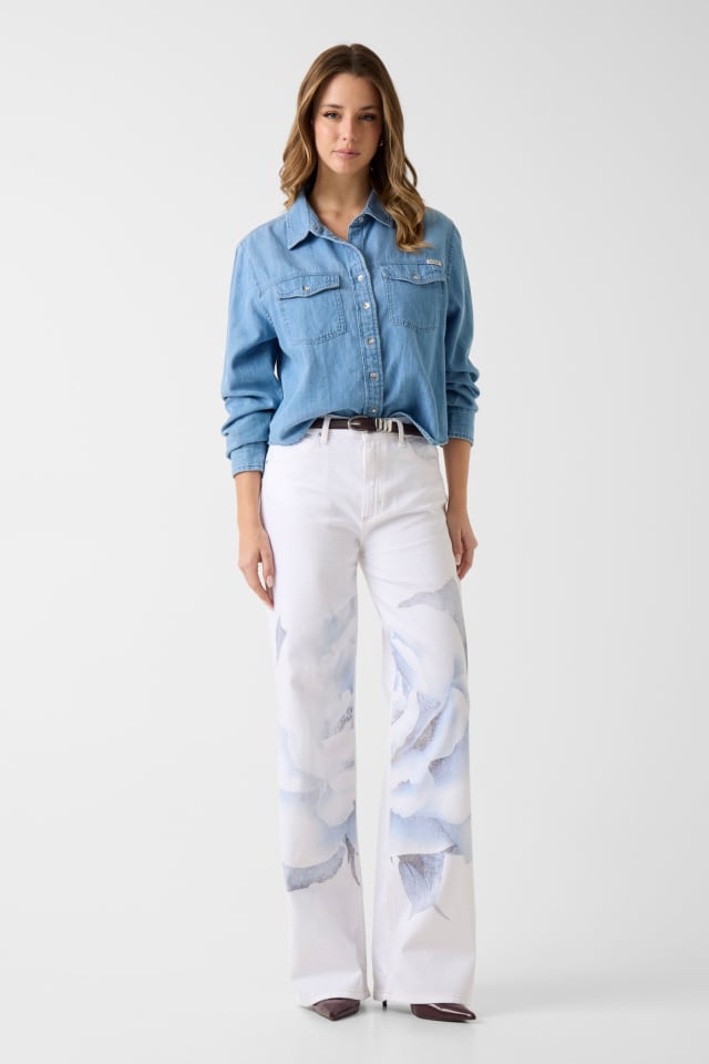 GUESS® Wide-leg printed jeans Women