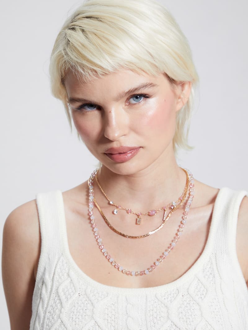 Gold-Tone Beaded Layered Necklace | GUESS