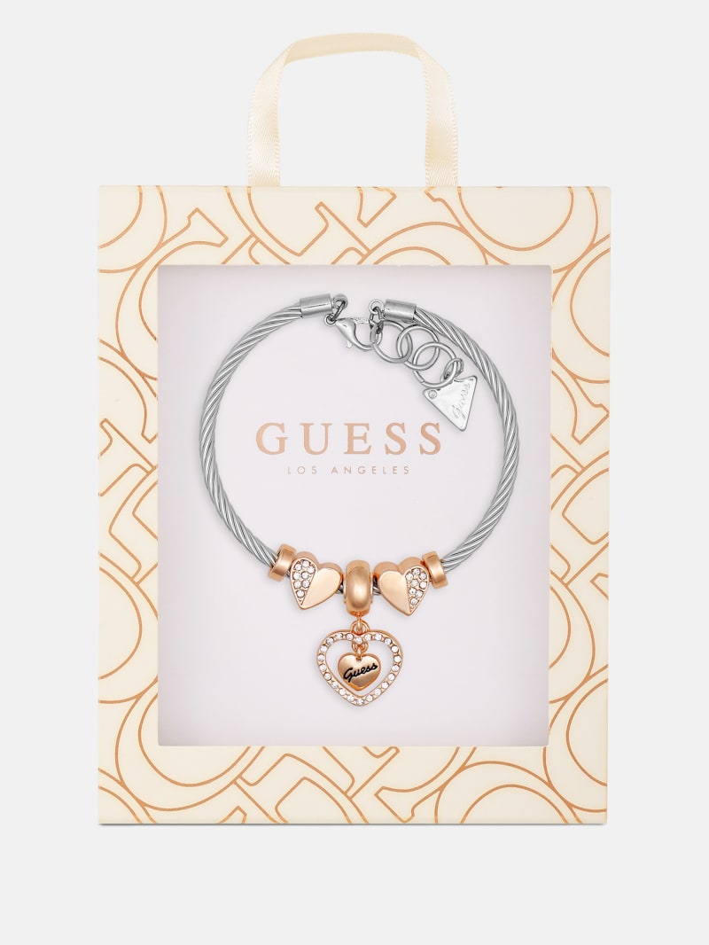 Silver-Tone Heart Charm Bracelet Gift Box | GUESS Factory Ca