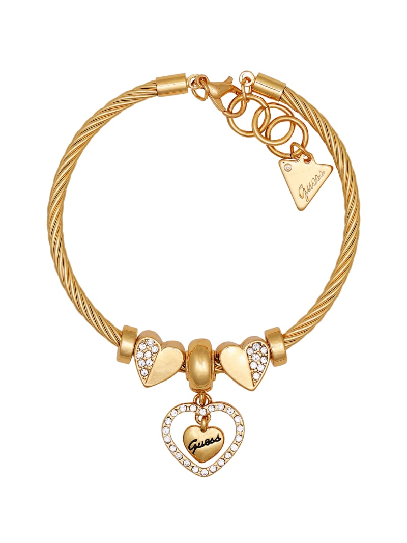 Gold Tone Heart Charm Bracelet Gift Box