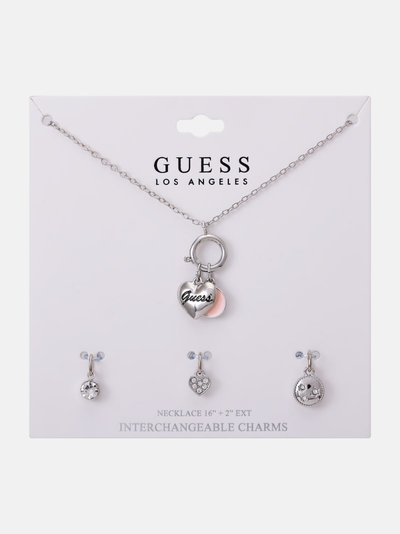 Silver-Tone Heart Charm Necklace | GUESS Factory