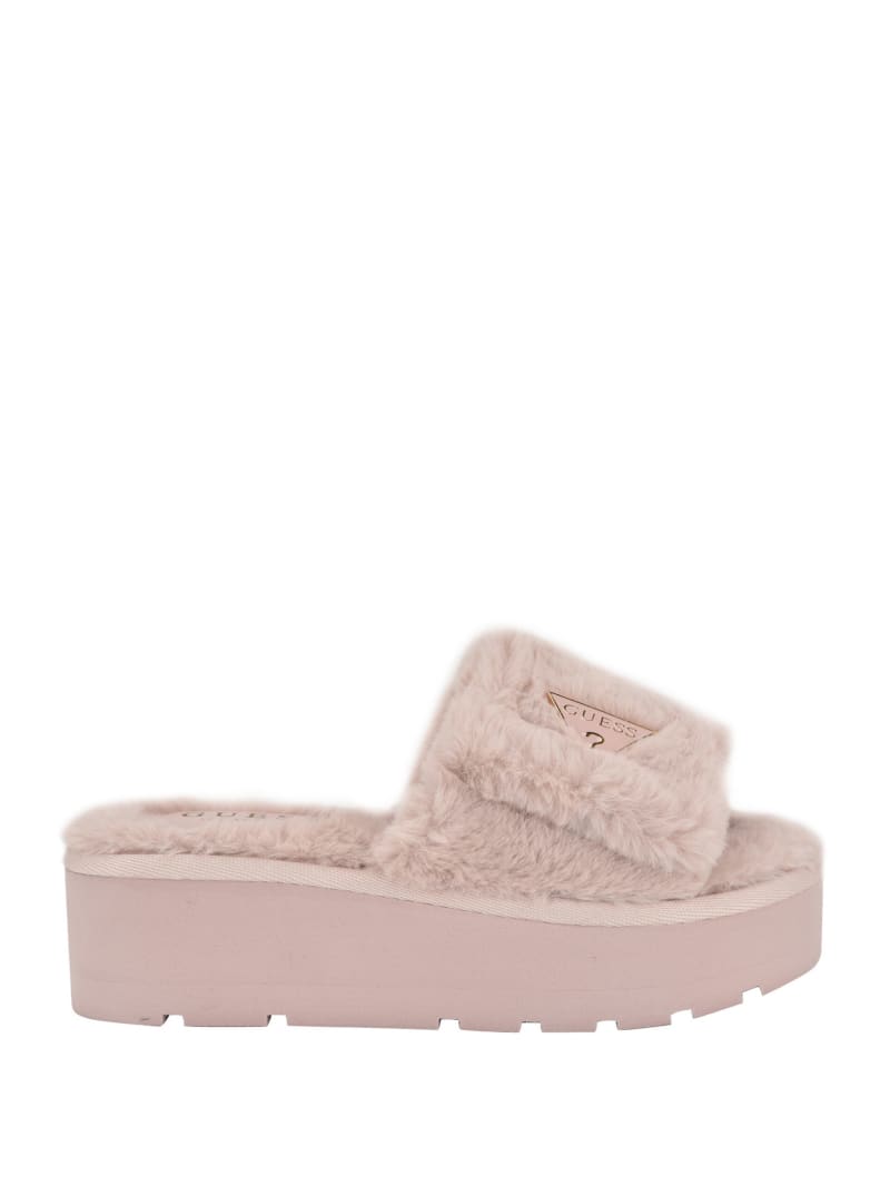 Alista Faux-Fur Platform Slide Sandals | GUESS Factory