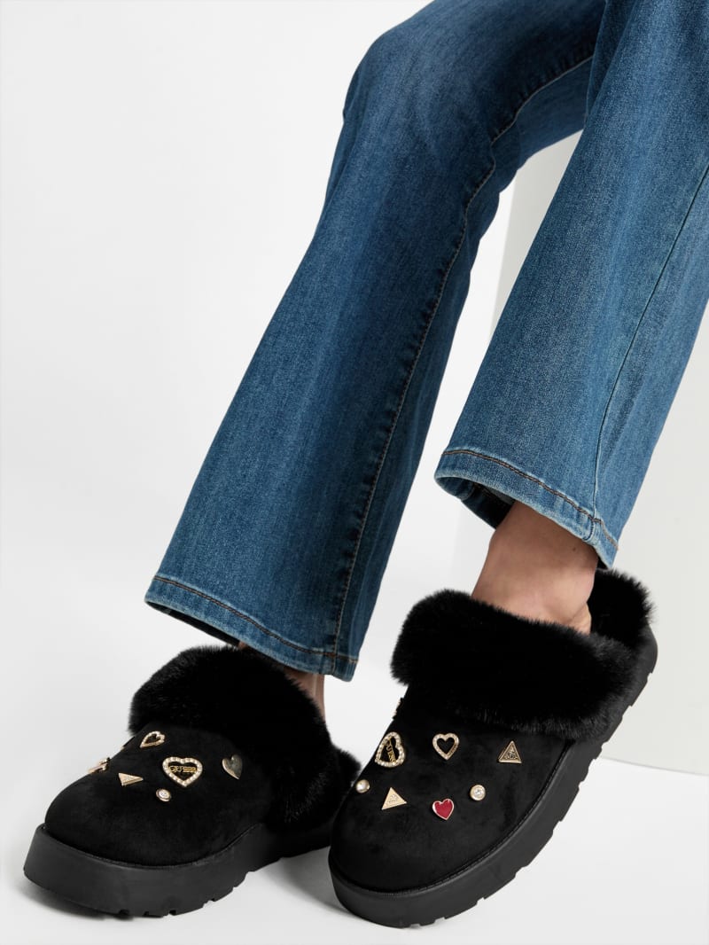 Dashie Charm Shearling Slippers | GUESS Factory Ca