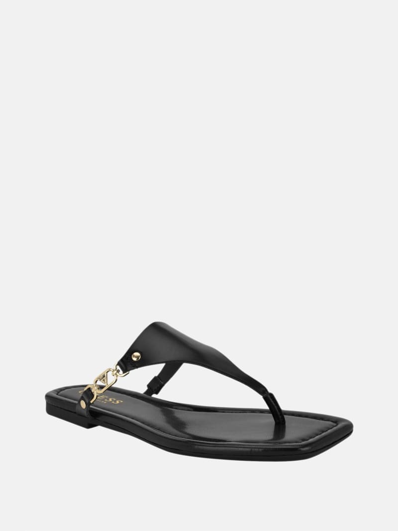 black flip flops square toe