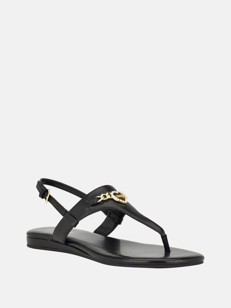 Jamya Heart Charm T-Strap Sandals | GUESS Factory