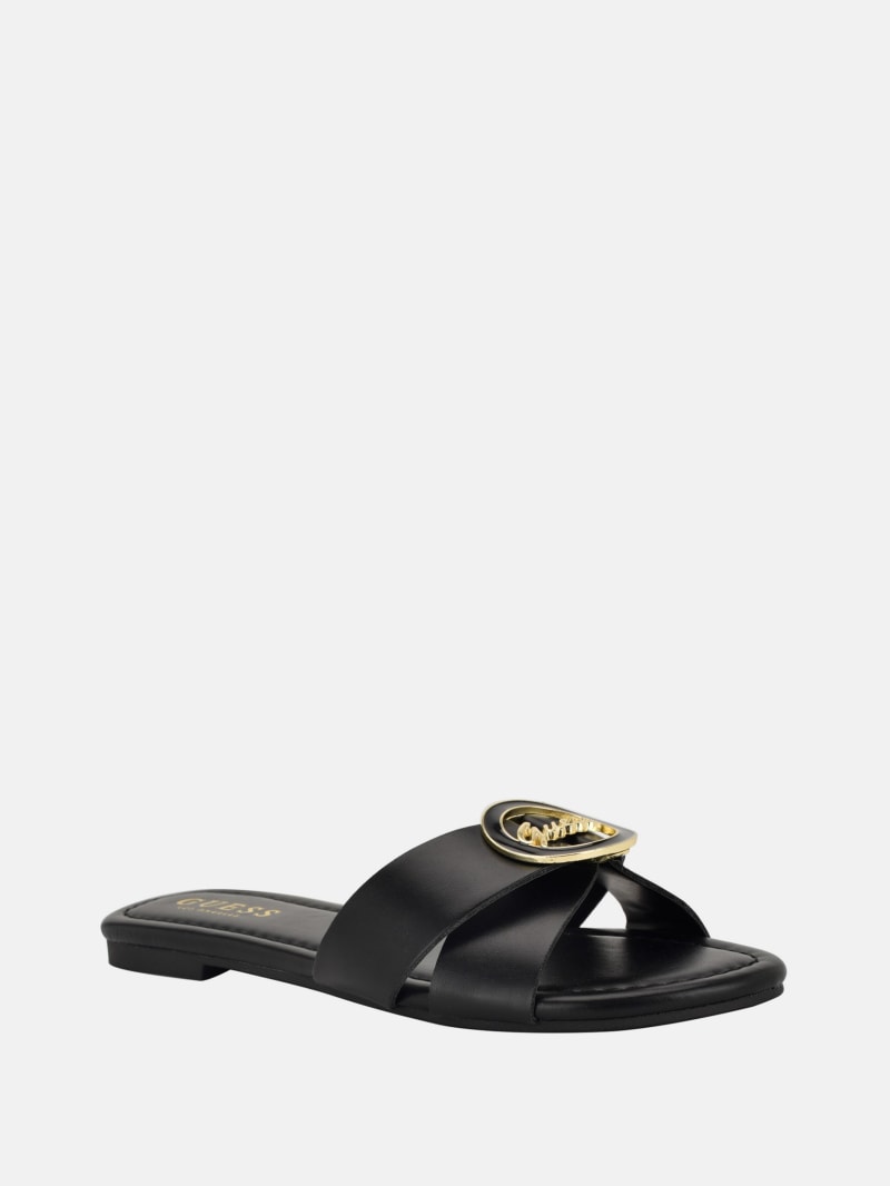 Lydia Signature Slide Sandals | GUESS Factory Ca