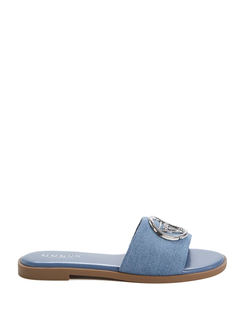 Magnify Denim Slide Sandals | GUESS Factory